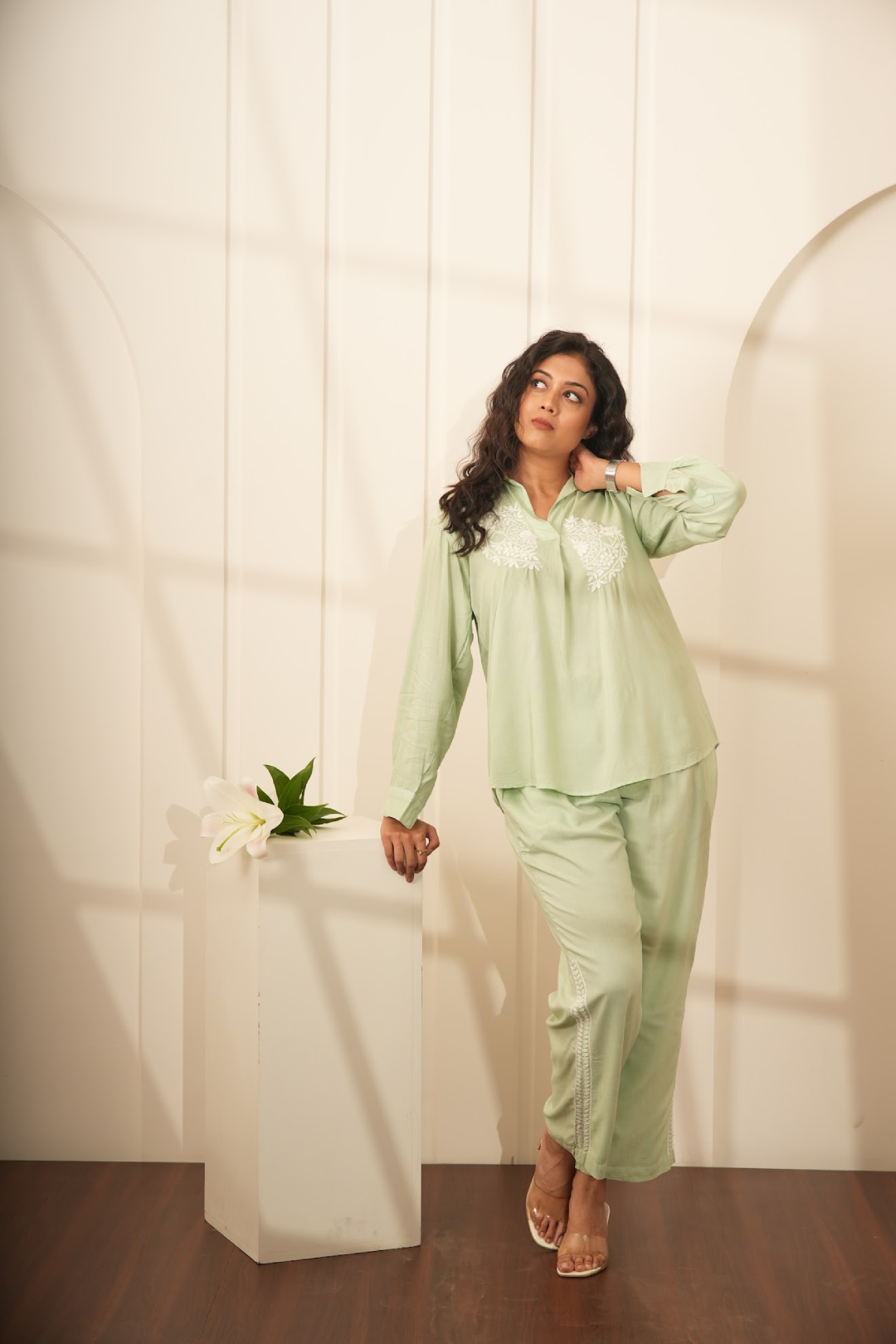 Pista Haze Chikankari Cord Set
